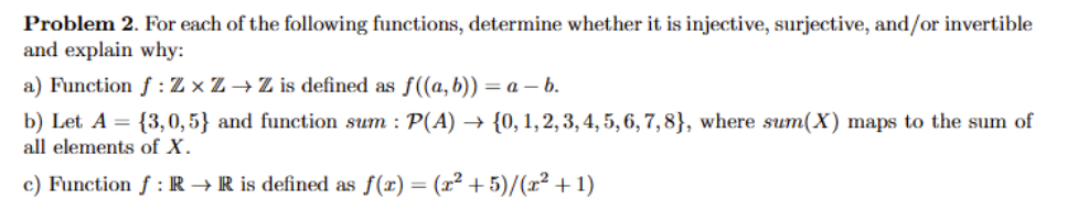 Solved Problem 2. ﻿For each of ﻿the following functions, | Chegg.com