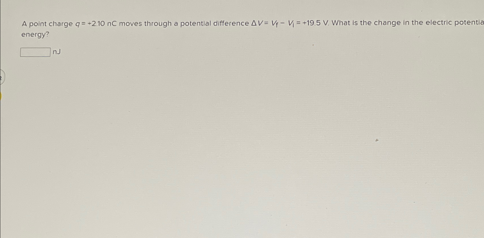 Solved A point charge q=+2.10nC ﻿moves through a potential | Chegg.com
