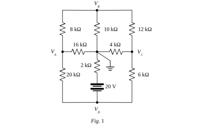 Solved Use Node Voltage analysis to find Va Vb Vc and Vd. | Chegg.com