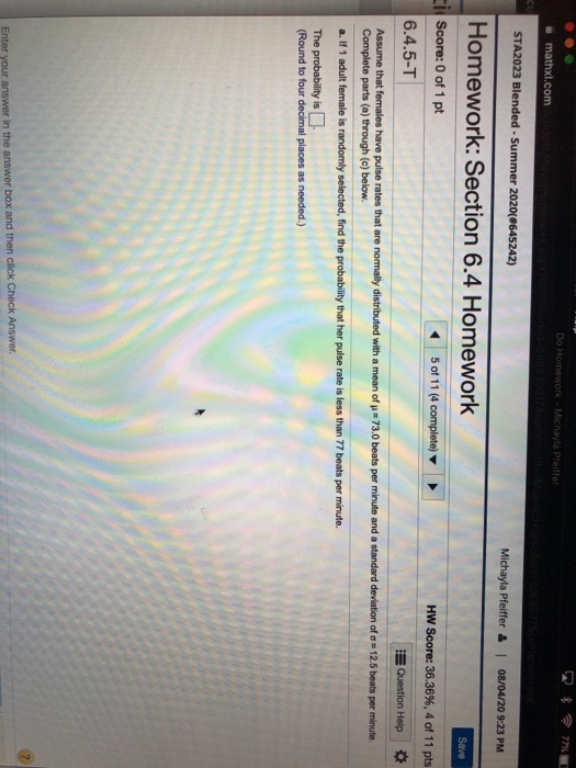 Solved Do Homework - Michayla Pfeiffer mathxl.com STA2023 | Chegg.com