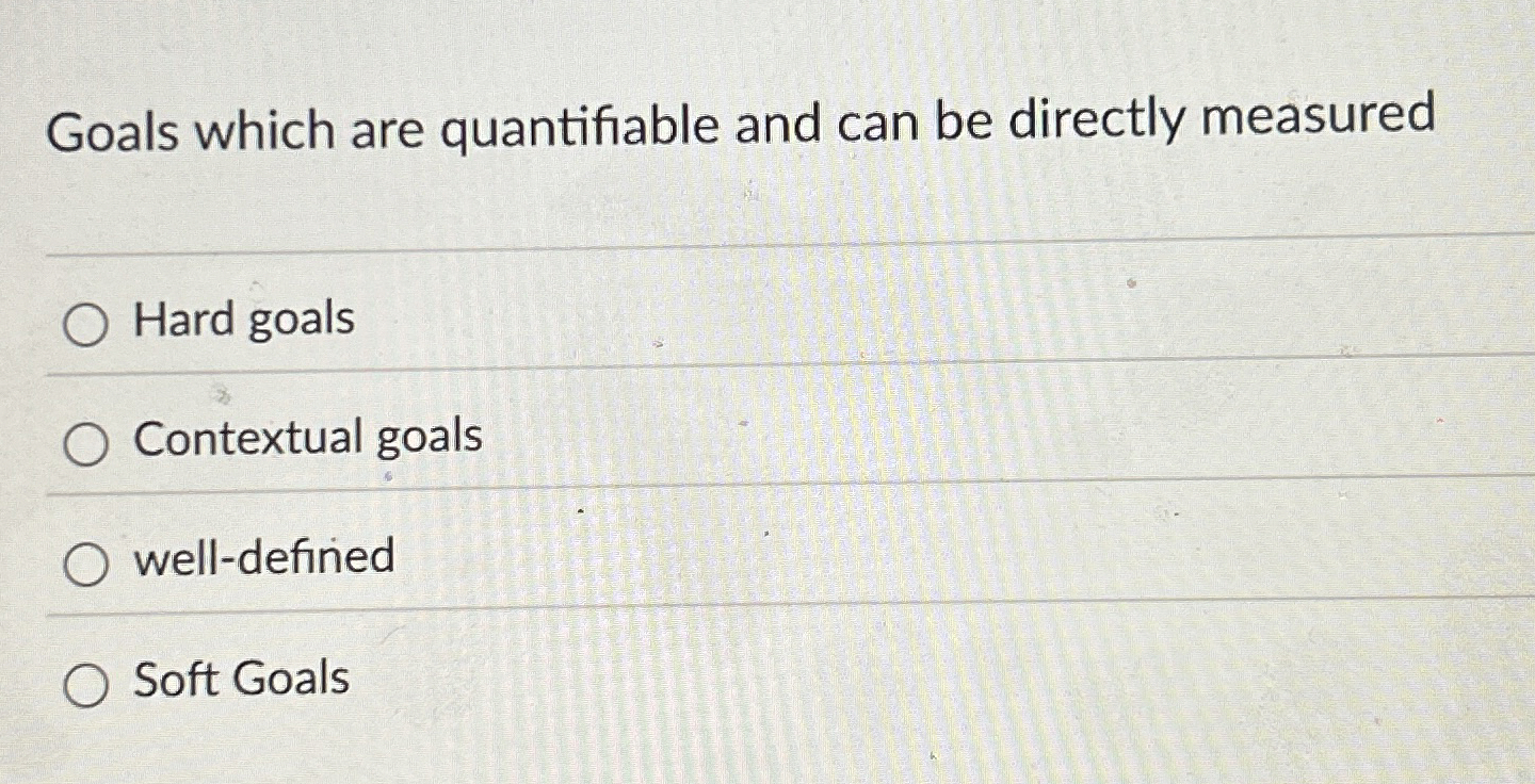 Solved Goals which are quantifiable and can be directly | Chegg.com