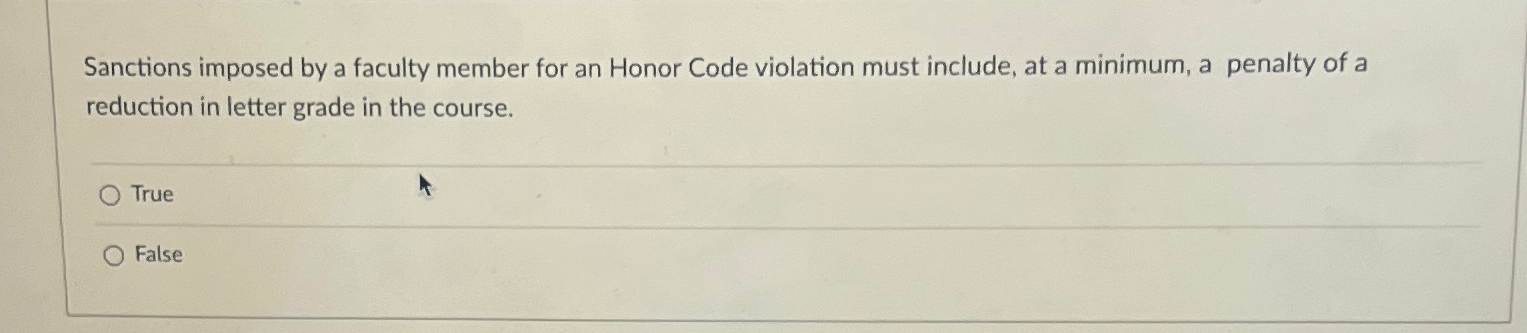 Solved Sanctions imposed by a faculty member for an Honor | Chegg.com