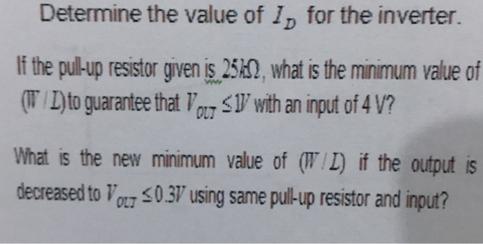 Solved Consider a simple NMOS inverter with a resistor | Chegg.com
