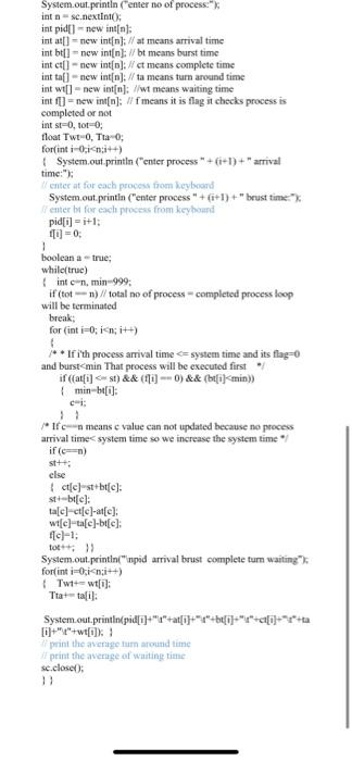 Solved Java Program for Shortest Job First (SJF) Scheduling | Chegg.com