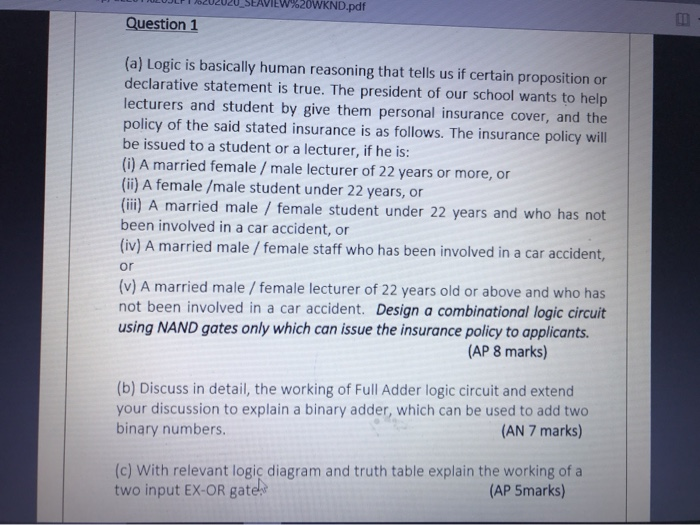 Solved Question 1 (a) Logic is basically human reasoning | Chegg.com