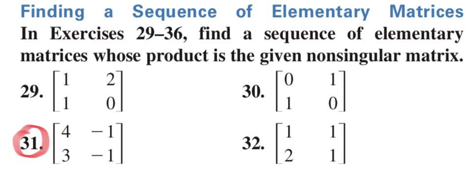 Solved Finding a Sequence of Elementary MatricesIn Exercises | Chegg.com