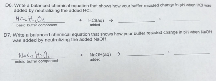Solved D6. Write a balanced chemical equation that shows how | Chegg.com