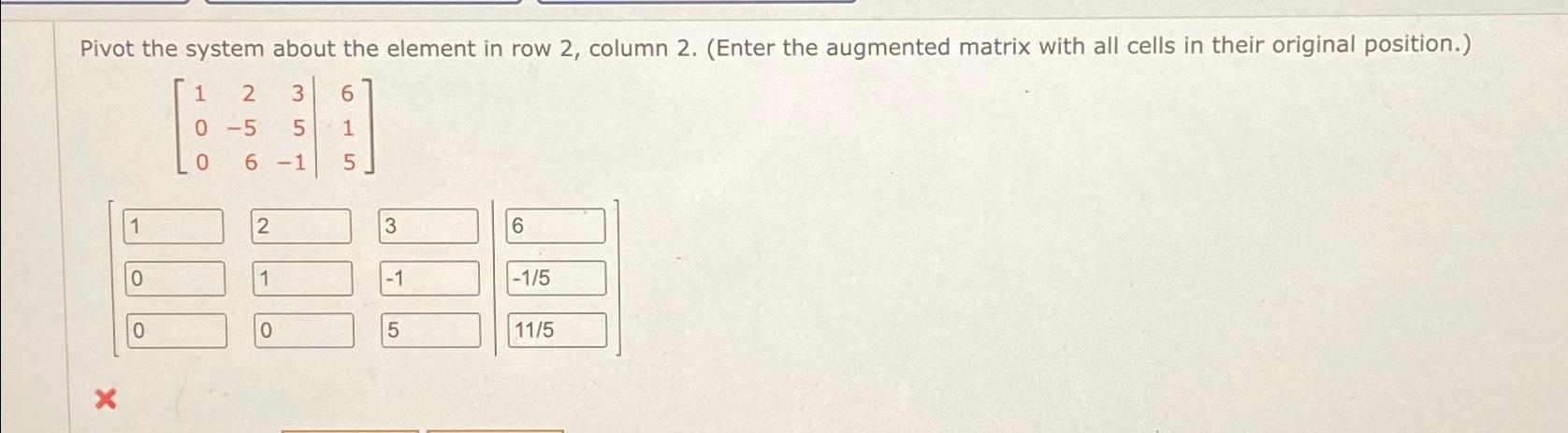 Solved Pivot the system about the element in row 2, ﻿column | Chegg.com