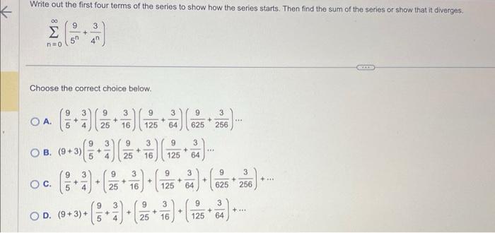 Solved Write out the first four terms of the series to show | Chegg.com