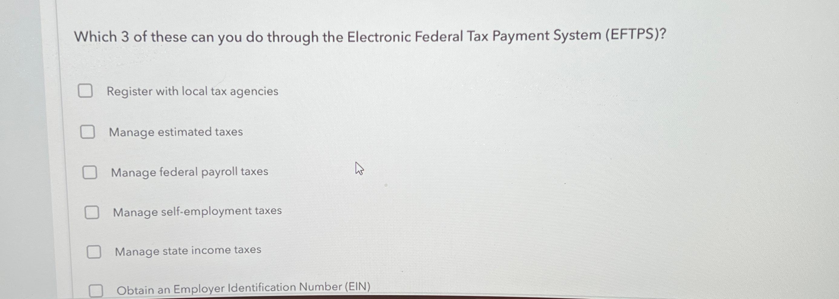 Solved Which 3 ﻿of these can you do through the Electronic | Chegg.com