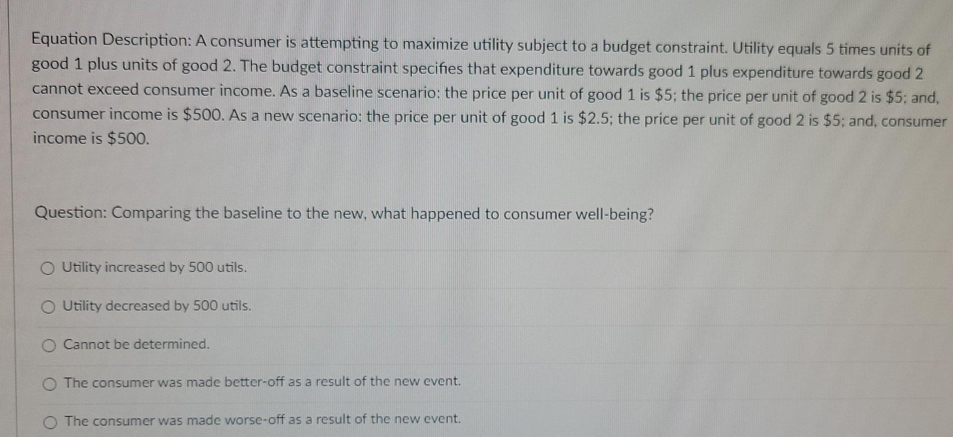 Solved Equation Description: A consumer is attempting to | Chegg.com