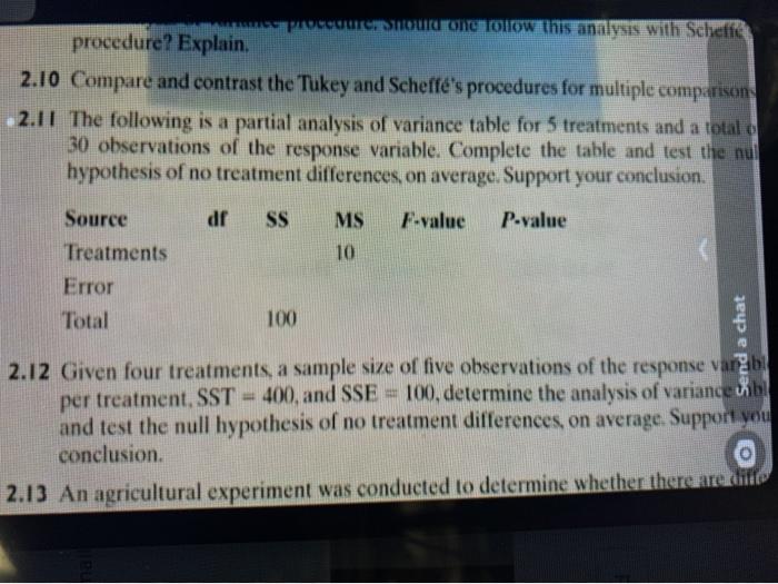 UCHUO UNG TONOW this analysis with Scheffe procedure? | Chegg.com
