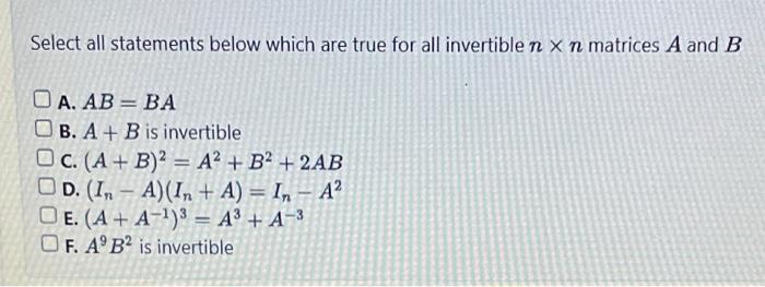 Solved Select all statements below which are true for all | Chegg.com