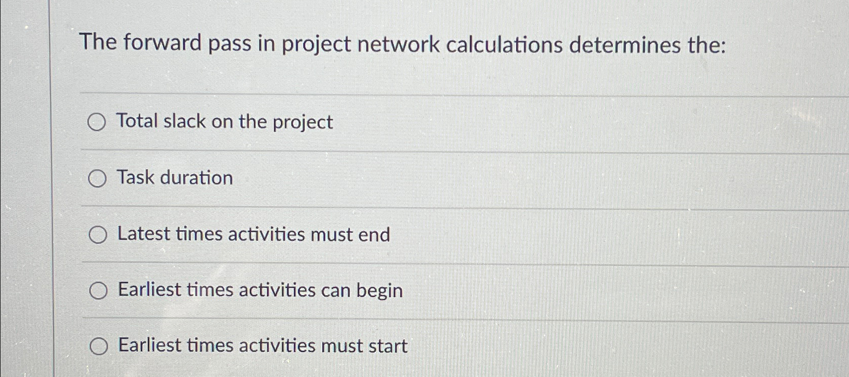 Solved The forward pass in project network calculations | Chegg.com