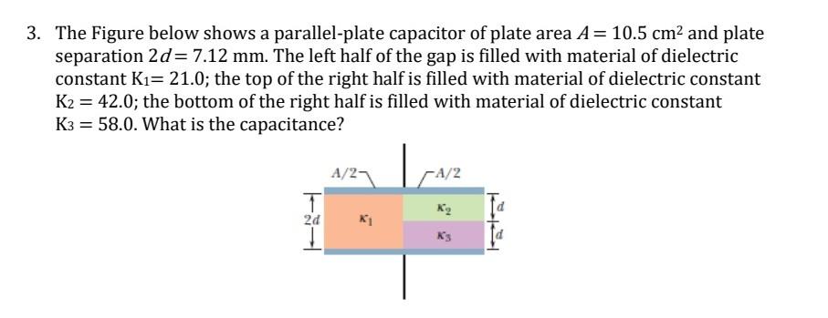 Solved 3. The Figure below shows a parallel-plate capacitor | Chegg.com