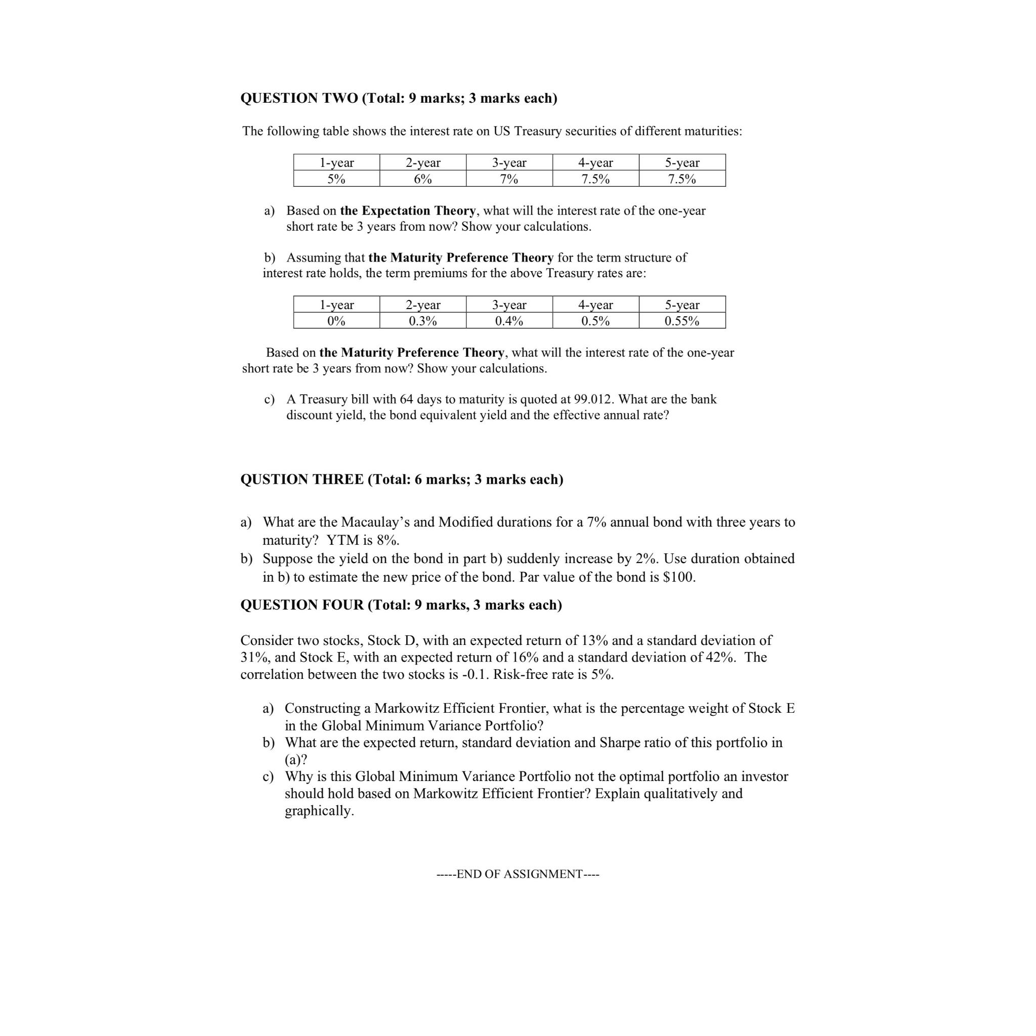 Solved QUESTION TWO (Total: 9 ﻿marks; 3 ﻿marks each)The | Chegg.com