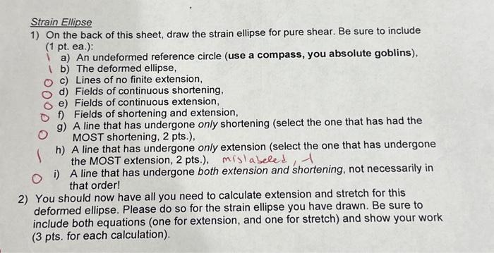 Solved Strain Ellipse 1) On the back of this sheet, draw the | Chegg.com