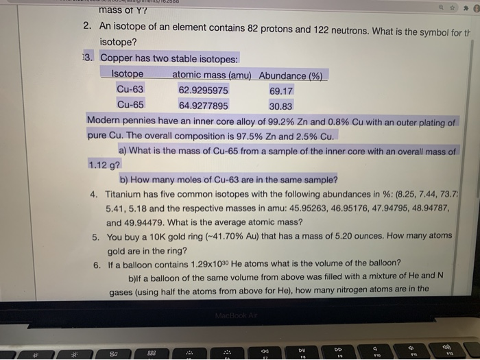 Solved mass of Y? 2. An isotope of an element contains 82 | Chegg.com