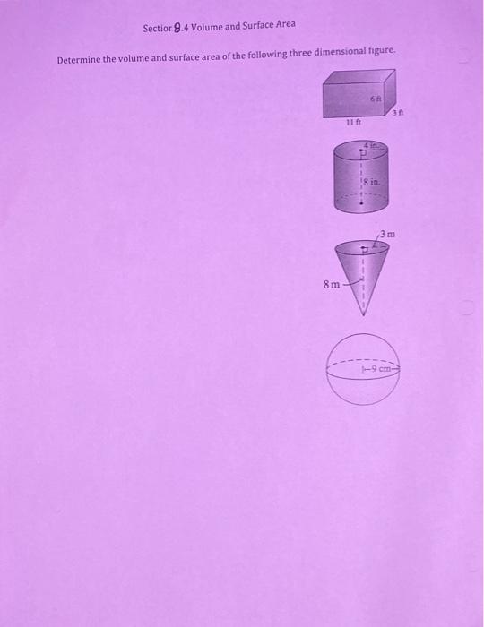 Solved Determine the volume and surface area of the | Chegg.com