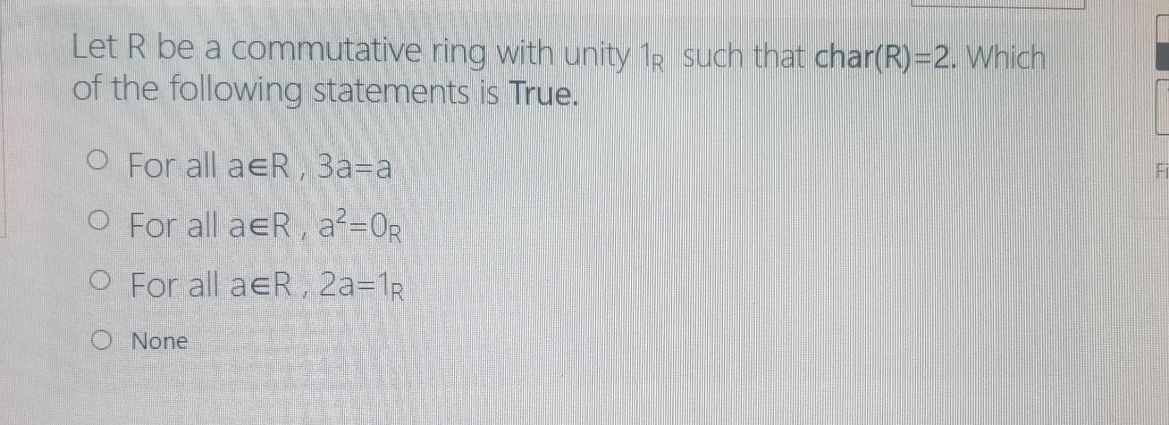 Solved Let R be a commutative ring with unity to such that | Chegg.com