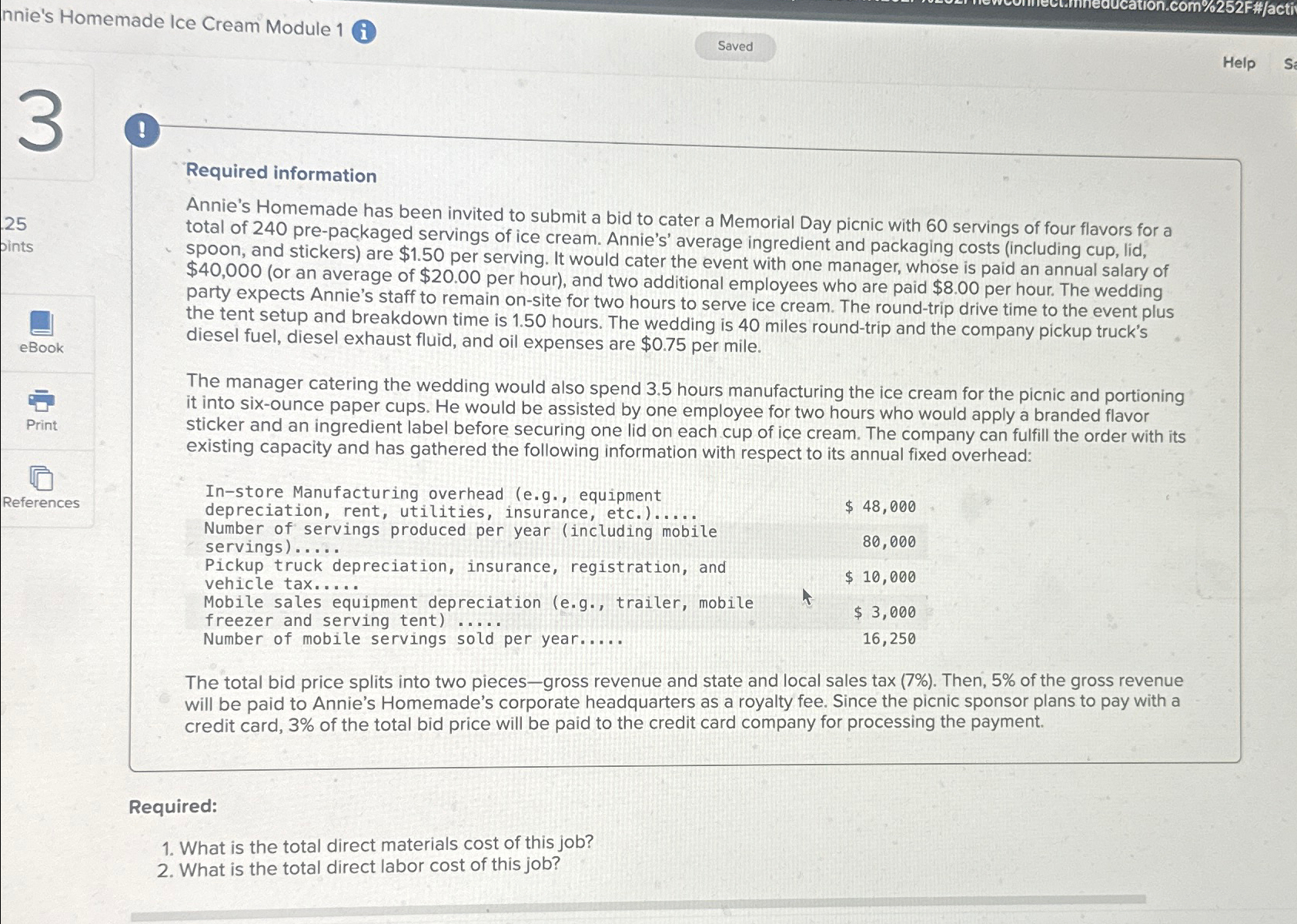 Solved nnie's Homemade Ice Cream Module 1 (i)Help!'Required | Chegg.com