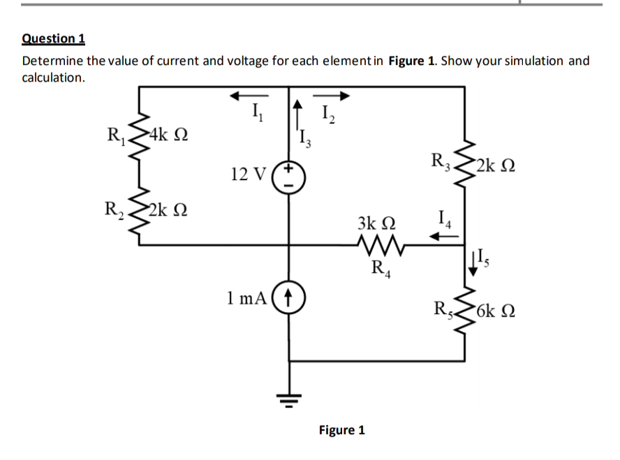 Solved Question 1 Determine the value of current and voltage | Chegg.com
