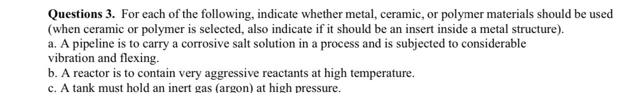 Solved Questions 3. ﻿For each of the following, indicate | Chegg.com