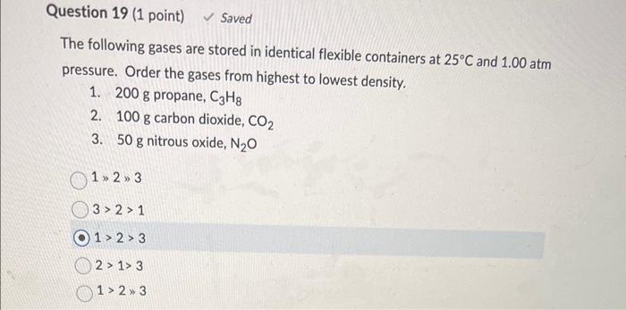 Solved The following gases are stored in identical flexible | Chegg.com