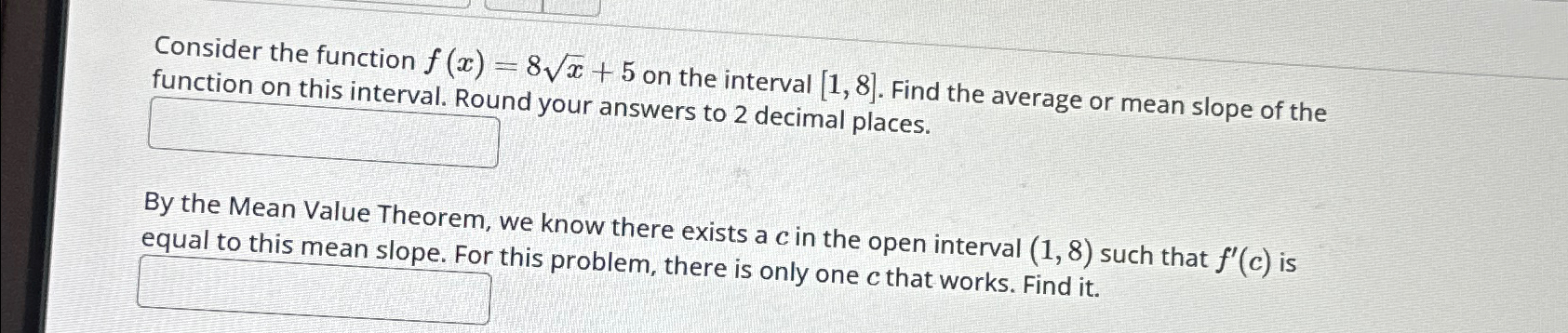 Solved Consider the function f(x)=8x2+5 ﻿on the interval | Chegg.com
