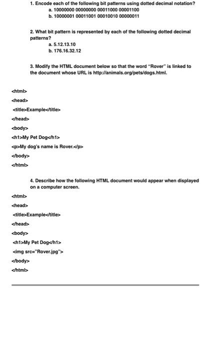 Solved 1 Encode Each Of The Following Bit Patterns Using