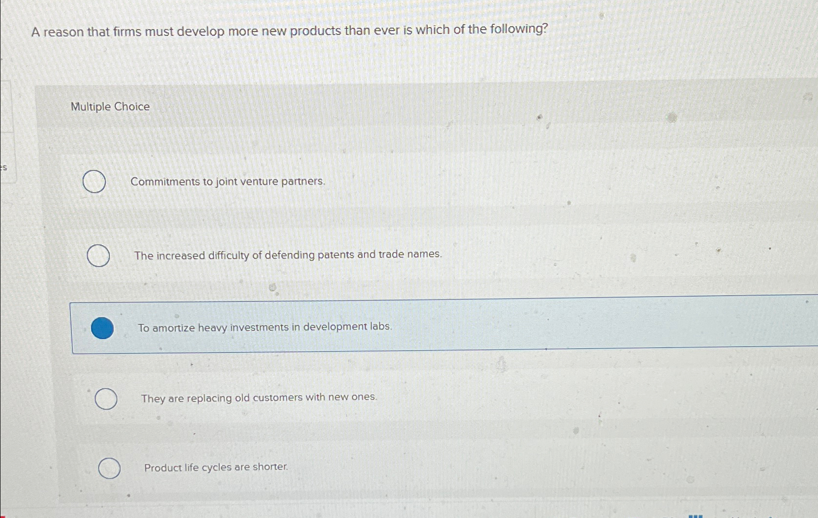 Solved A reason that firms must develop more new products | Chegg.com