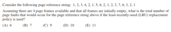 Solved Consider the following page reference string: | Chegg.com