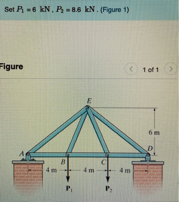 Solved Set P = 6 kN, P2 = 8.6 kN. (Figure 1) Figure 1 of 1 E | Chegg.com