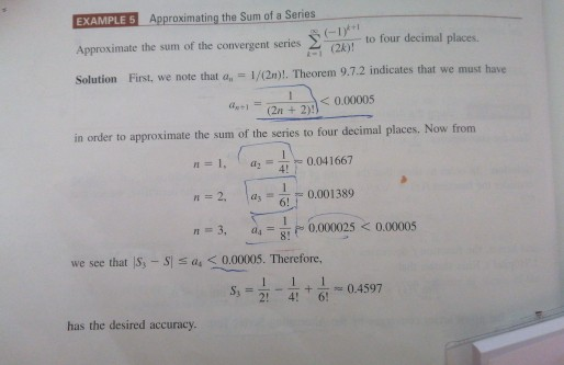 Solved EXAMPLE 5 Approximating the sum of a Series to four | Chegg.com