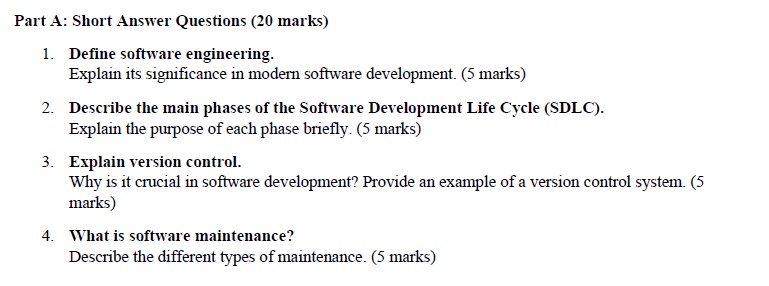 Solved Part A: Short Answer Questions (20 ﻿marks)Define | Chegg.com