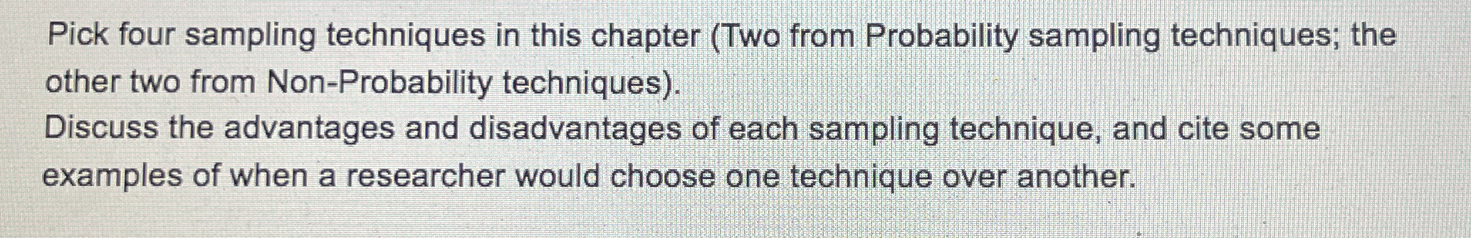 Pick four sampling techniques in this chapter (Two | Chegg.com
