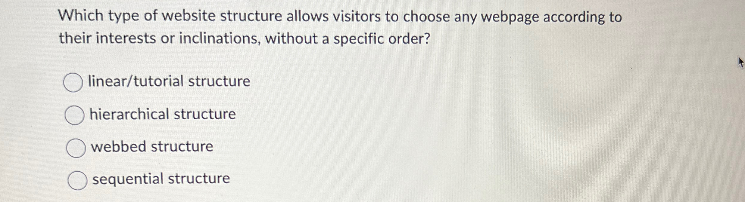 Solved Which type of website structure allows visitors to | Chegg.com