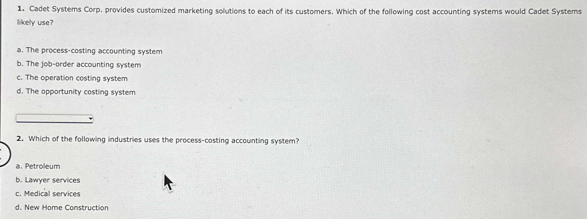 Solved by an EXPERT Cadet Systems Corp. provides customized marketing | Chegg.com