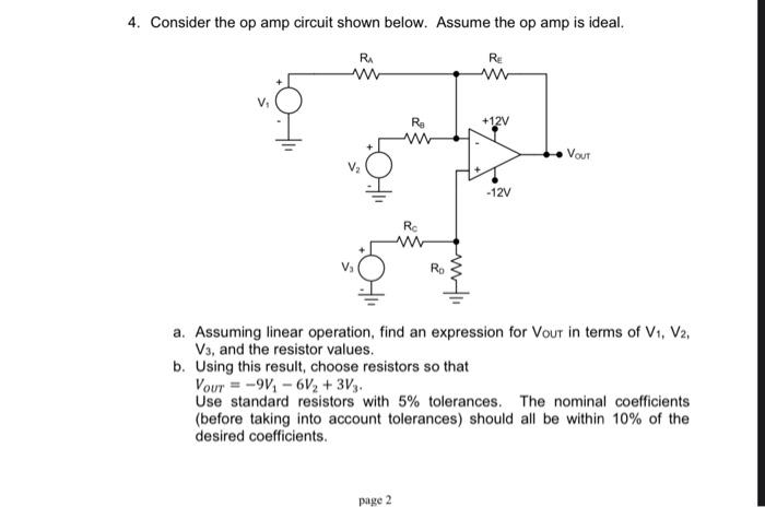 Solved 4. Consider the op amp circuit shown below. Assume | Chegg.com
