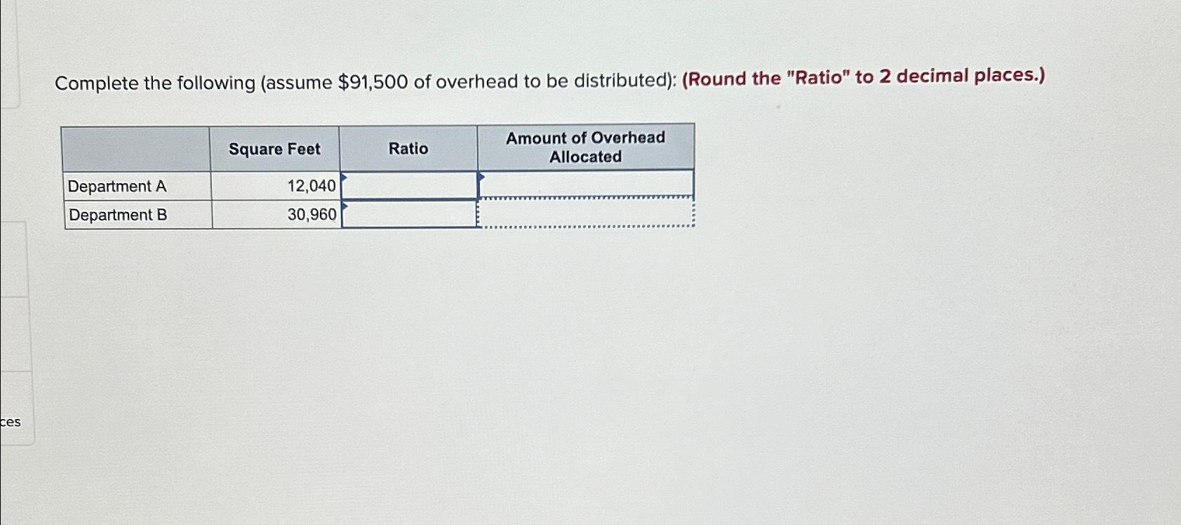 Solved Complete the following (assume $91,500 ﻿of overhead | Chegg.com