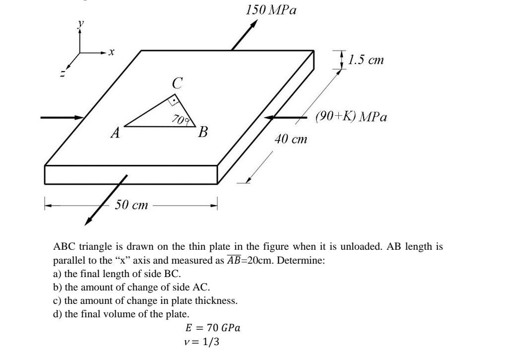 Solved ABC triangle is drawn on the thin plate in the figure | Chegg.com