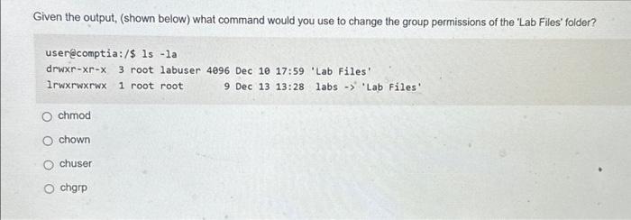 Solved Given the output, (shown below) what command would | Chegg.com