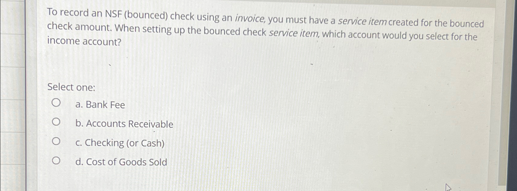Solved To record an NSF (bounced) ﻿check using an invoice, | Chegg.com