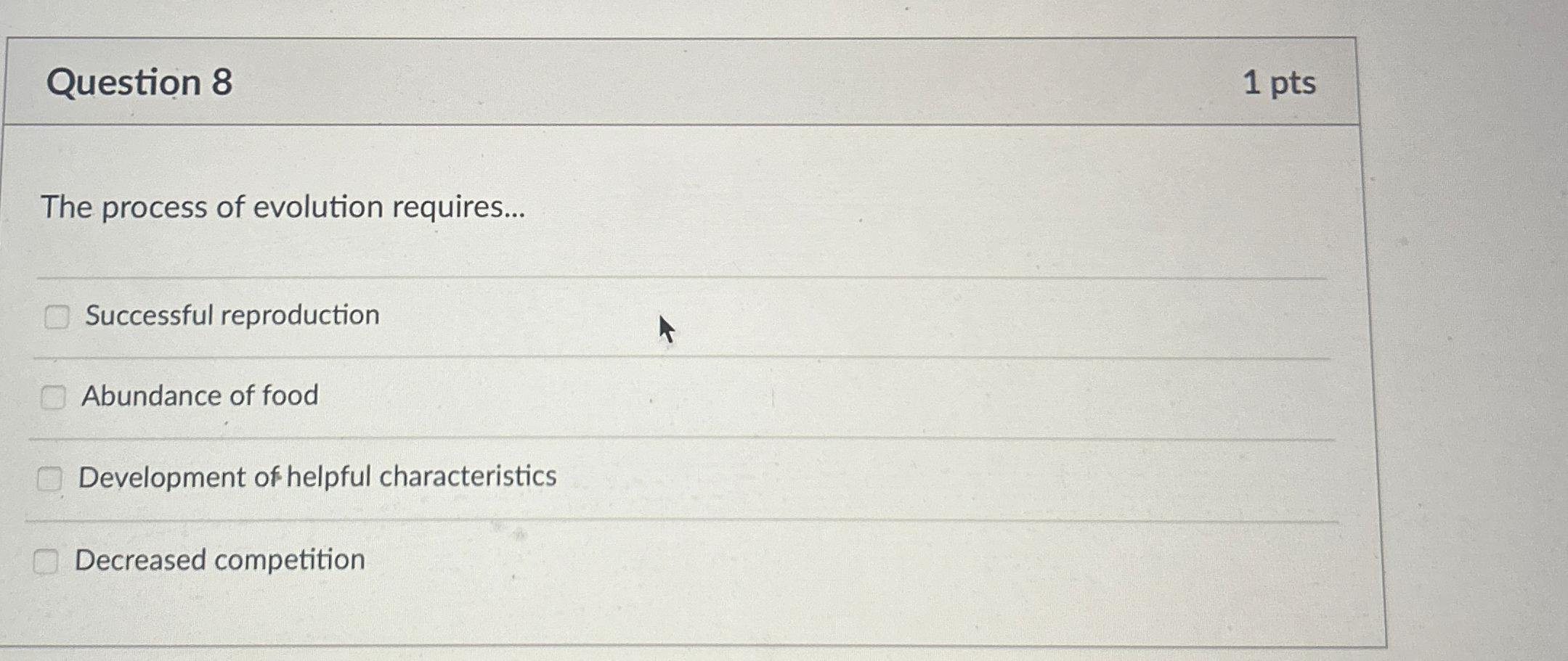 Solved Question 81 ﻿ptsThe process of evolution | Chegg.com