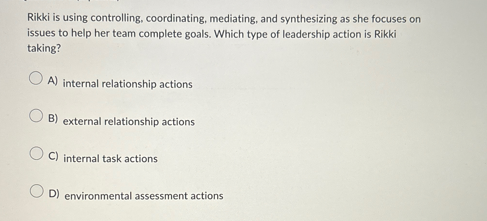 Solved Rikki is using controlling, coordinating, mediating, | Chegg.com