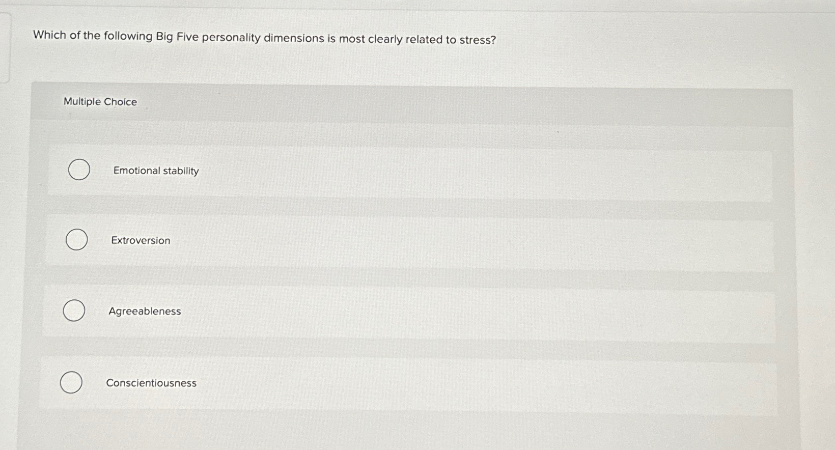 Solved Which of the following Big Five personality | Chegg.com