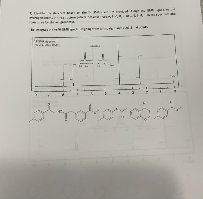 Solved 3) Identify the structure based on the 1H NMR | Chegg.com
