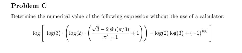 Solved Determine the numerical value of the following | Chegg.com