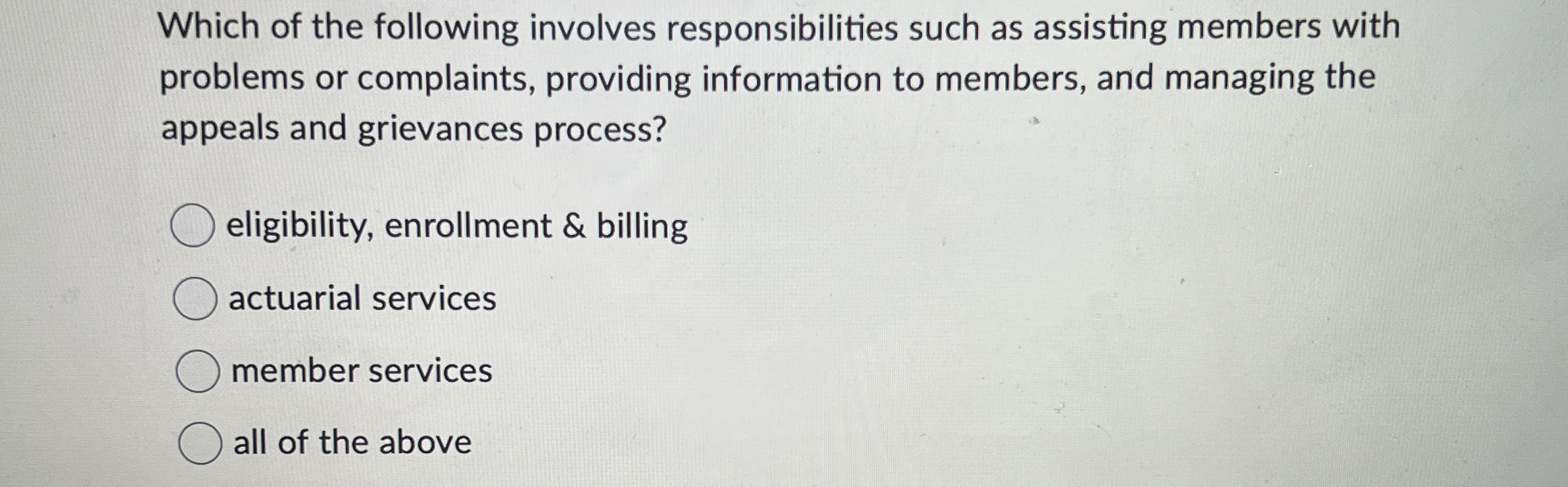 Solved Which of the following involves responsibilities such | Chegg.com
