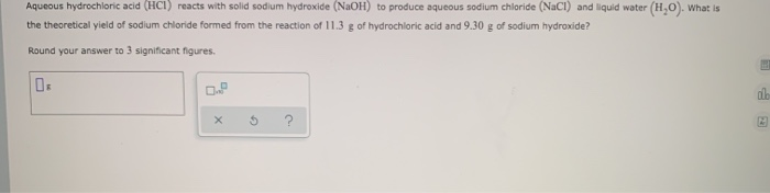 Solved Aqueous hydrochloric acid (HCl) reacts with solid | Chegg.com